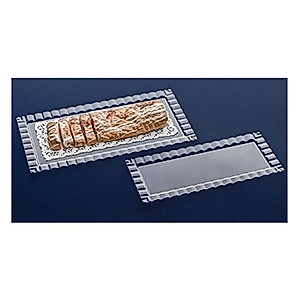 Party Essentials Disposable Hard Plastic Decorative Wavy Trays, 14" X 6", Clear