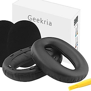 Geekria QuickFit Protein Leather Replacement Ear Pads for Sony WH1000XM2, MDR-1000X Headphones Earpads, Headset Ear Cushion Repair Parts (Black)