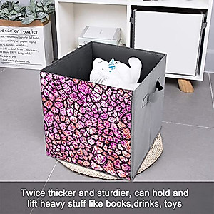 Animal Crackle Collapsible Storage Bins Basics Folding Fabric Storage Cubes Organizer Boxes with Handles