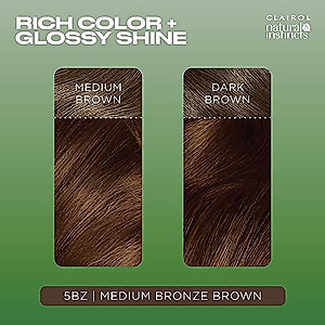 Clairol Natural Instincts Demi-Permanent Hair Dye, 5BZ Medium Bronze Brown Hair Color, Pack of 1