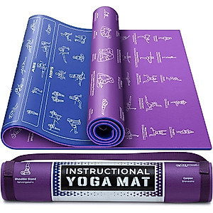 2x Instructional Yoga Mats with Carrying Strap