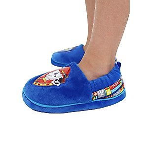 Josmo Kids Paw Patrol Chase Marshall Toddler Boys Plush Aline Slippers (7-8 M US Toddler, Blue/Red)