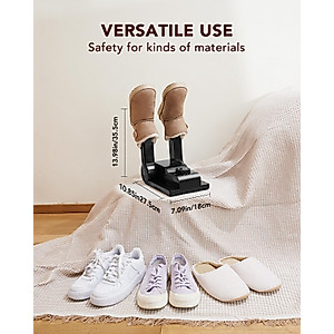 FORLIM Boot Dryer for Work Boots, Shoe Dryer with Heat Blower, Glove Dryer & Boot Warmer - 180° Adjustable Dry Rack - Telescopic Bendable Dry Ports - Intelligent Timer - Black