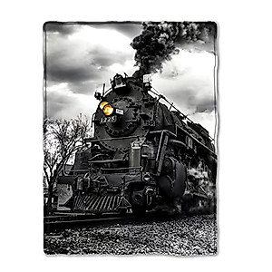 Steam Train Blankets Kids Adults Soft Flannel Fleece Throw Blanket for Sofa Couch Bed Gift