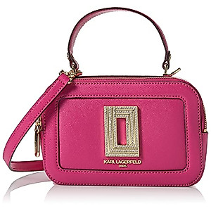 Karl Lagerfeld Paris Simone Fur Camera Crossbody, Magenta