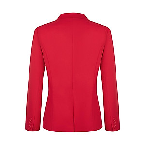 Kelyaa Women's 2 Piece Business Office Suit Lady Peaked Lapel Slim Fit One Button Blazer Jacket and Pants Set Red