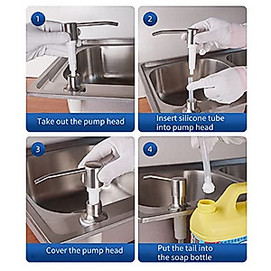 SIMSIN Built in Soap Dispenser for Kitchen Sink, Countertop Soap Dispenser Pump with 47" Extension Tube kit, No Need to Refill