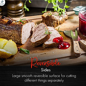 Premium Acacia Wood Cutting Board - Perfect for Chopping Fruits, Vegetables, Cheese and Meat - Large Kitchen Block and Serving Tray Charcuterie Board With Juice Groove (18 x 12 x 1)