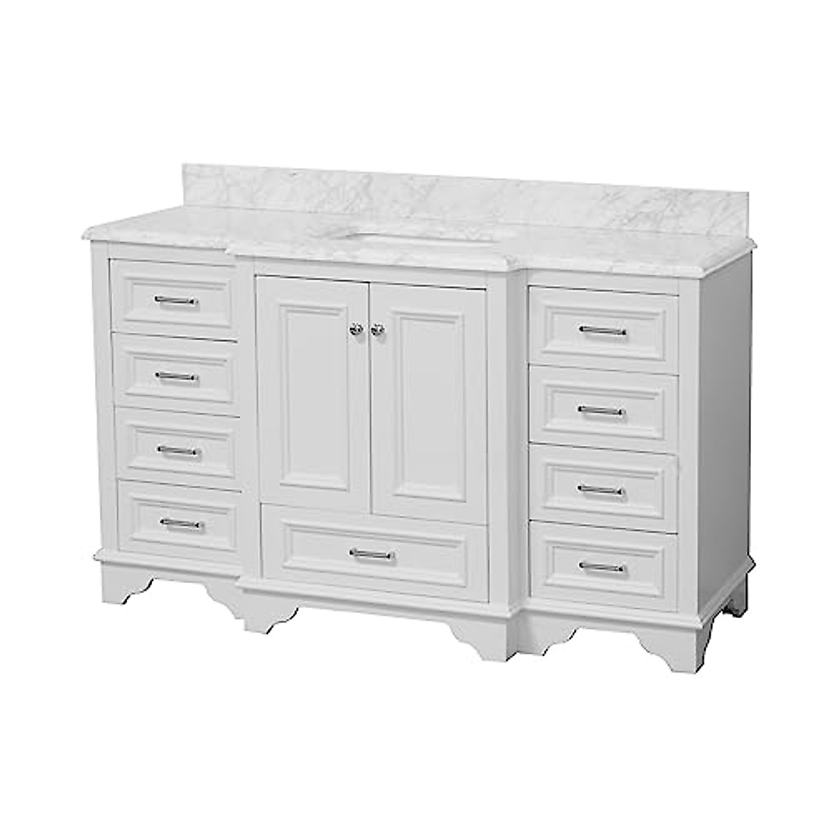 Kitchen Bath Collection Nantucket 60-inch Single Bathroom Vanity (White/Carrara): Includes White Cabinet with Authentic Italian Carrara Marble Countertop and White Ceramic Sink