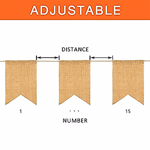 ThxToms (15 Pcs) Burlap Banner, DIY Custom Banners, Party Decor for Birthday, Wedding, Baby Shower and Graduation, 14.5ft