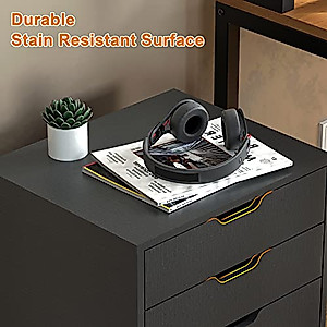 Koifuxii Office Cabinet with Drawers - 5 Drawer Chest - Rolling Office Drawer Unit - Wood Desk Drawers Cabinet Under Desk, Grey