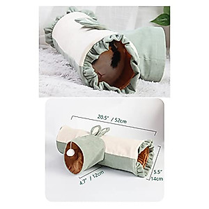 Guinea Pig Hideout Tunnel/Bed, Hamster Hideout,Guinea Pig Bed,Small Animal Bed,Fleece Small Pet Bunny Ferret Hideaway Play Toy, Tunnel Hideout Tubes (Bunny Ear Tunnel-Green)