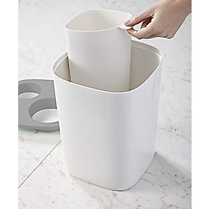 Joseph Joseph 70514 Split Trash Can Recycle Bin Dual Compartments Removable Bucket, 2 gallon/8 liter, Gray