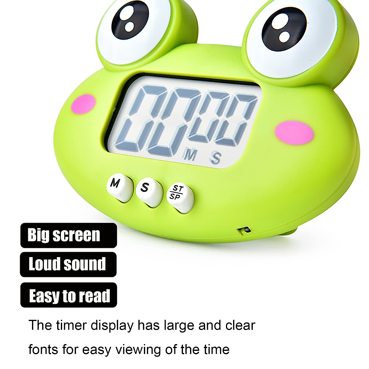 MOSHOU Kitchen Timer, Cute Animal Countdown Timer Hangable Alarm Clock with LCD Large-Screen Visual Clock for Cooking, Bake, Sport Game,Study, Lunch Break (Dark Purple Cattle)