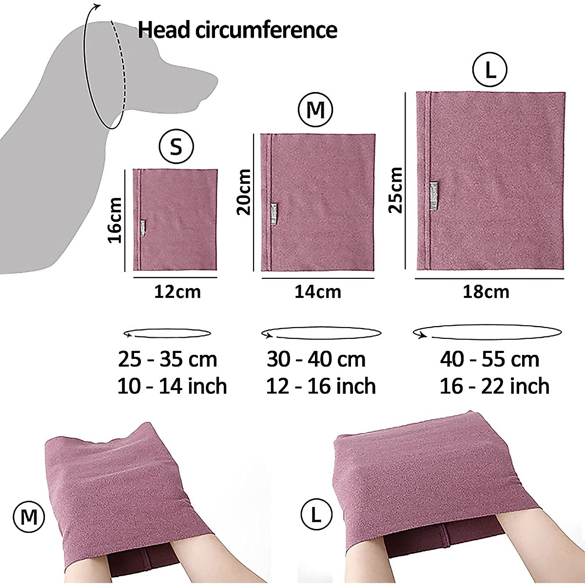 GERUSEA Dog Ears Cover for Bathing Drying and Grooming, Pet Hood for Anxiety Relief and Calming, Dog Ear Protector, Snood and Head Wear (Large Size)