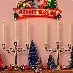 5plots Drip Wax Look Flameless Flickering Taper Candles with 2 Remotes and Timer, Realistic Battery Operated Candles LED Candlesticks, Christmas Halloween Home Wedding Decor & Gifts, Ivory, 6 pcs