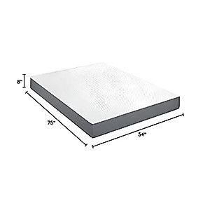 PrimaSleep 8 Inch Gel Infused Superior high-Density Memory Foam Mattress, CertiPUR-US® Certified, Gray, Full