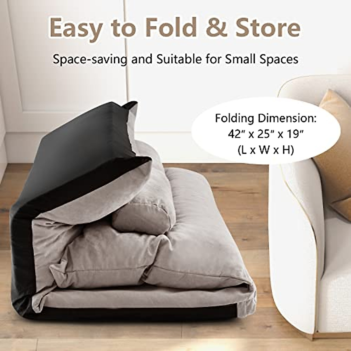 Giantex Adjustable Floor Sofa Bed, Foldable Lazy Couch Bed with Adjustable Backrest, Convertible Sofa Sleeper with 2 Lumbar Pillows, Floor Seating for Gaming Living Room Bedroom (Gray)