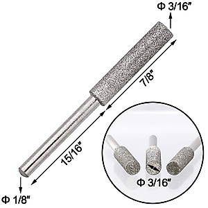 OIIKI 6 Pack Burr Grinding Stone File, Chainsaw Sharpener 3/16 Inch (Silver)