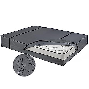 Waterproof Mattress Storage Bag for Moving and Storage - Reusable Heavy Duty Canvas Mattress Bag with Zipper and Lifting & Moving Straps (Gray, Twin)