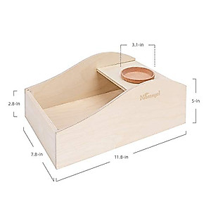 Niteangel Hamster Sand Bath Dust Free Box - Wooden Critter's Shower & Digging Sand Bathtub for Small Animals Like Hamsters Mice Lemming or Gerbils (Medium-11.8-inch L x 7.8-inch W)