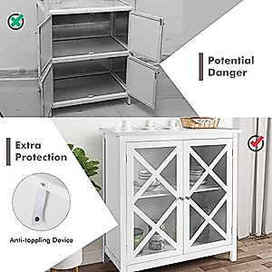Giantex Buffet Cabinet with Storage, Kitchen Sideboard, 2 Door Credenza with Adjustable Shelf, Standing Cupboard, Wood Kitchenware Organizer for Living Room Entryway (White)