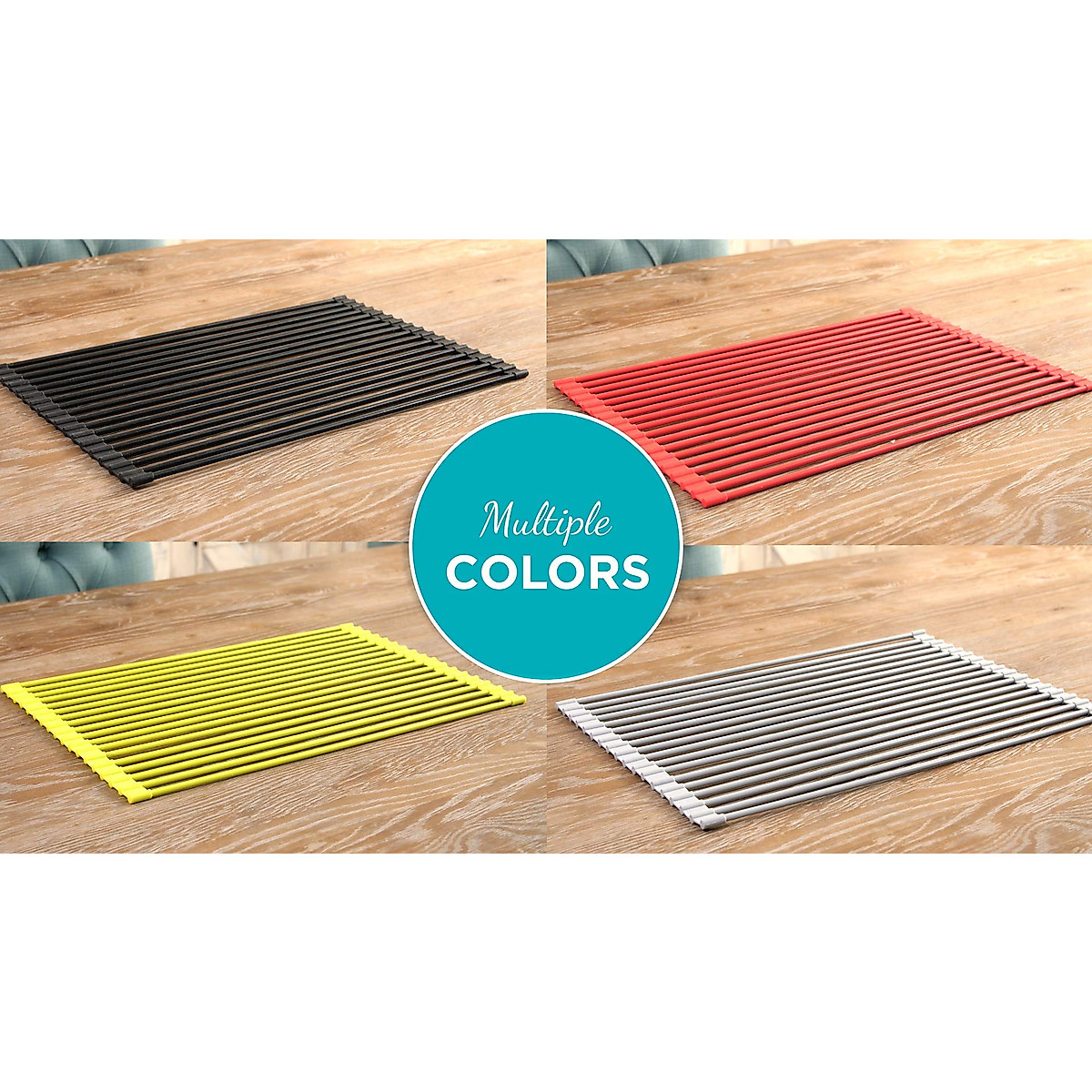 True & Tidy, Multi-Purpose Over The Sink Roll-Up Drying Rack, DR-881, Lime