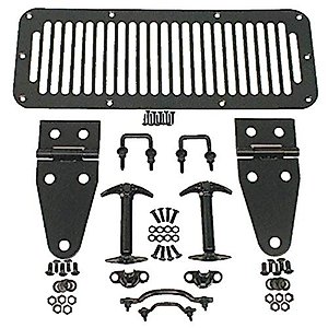 Rugged Ridge 11201.01 Hood Kit, Black; 78-95 Jeep CJ/Wrangler YJ