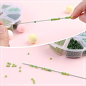 3600 Pcs Glass Seed Beads, 3mm 8/0 Bracelet Beads Set, Assorted Glass Beads with 8-Grid Plastic Storage Box, Small Round Beads for Jewelry Making - Green Series