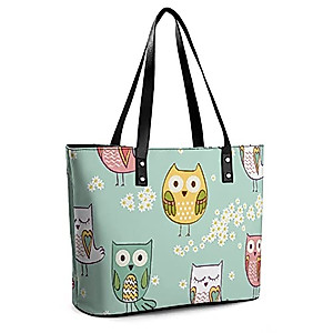 Womens Handbag Owls Leather Tote Bag Top Handle Satchel Bags For Lady