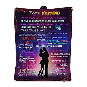 Valentine's Day to My Husband Gifts Blanket Soft Fleece Throw Blanket Cozy Fuzzy Warm Flannel Blankets for Women Men for Couch Bed Sofa All Season Gift