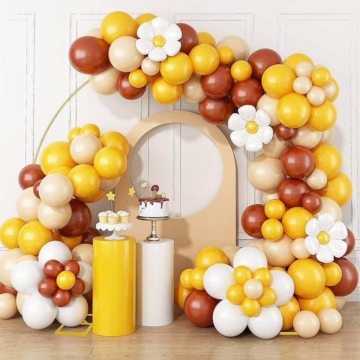 Fikowo Metal Balloon Arch, Round Arch Backdrop Stand 8 FT(2.5M) Large Golden Circle Arch Frame with Base for Birthday, Wedding, Party, and Baby Shower Photo Background Decorations (Gold)