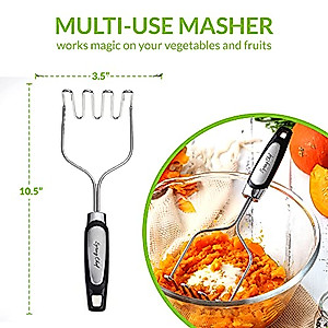 Spring Chef - Must-Have Potato Masher with Long Handle, Easy-to-Clean Stainless Steel Wire Head Masher Kitchen Tool, Includes a High Quality Vegetable Peeler