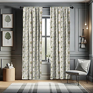 Ambesonne Floral Curtains, Vintage Garden Plants Herbs Flowers Botanical Classic Design Art, Window Treatments 2 Panel Set for Living Room Bedroom, Pair of - 28" x 63", Mustard Green