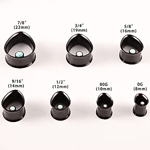 Atomhole 2PCS Teardrop Opal Ear Plugs Tunnels Hypoallergenic Ear Gauges 316 Stainless Steel Ear Expander for Stretchered Earrings Piercing Body Jewelry