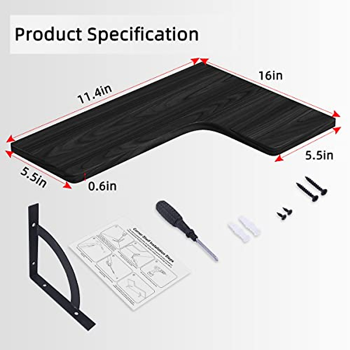 MOLYHOM Wood Floating Corner Shelves, Wall Shelves for Bedroom, 4 Sets of Wall Mounted Shelf