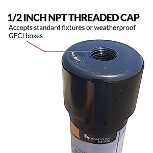 Newhouse Lighting MPOST17 2.5-Inch Outdoor Mounting Post with Cap and Stabilizing Wings for Landscape Flood Lights, Black, 17.63