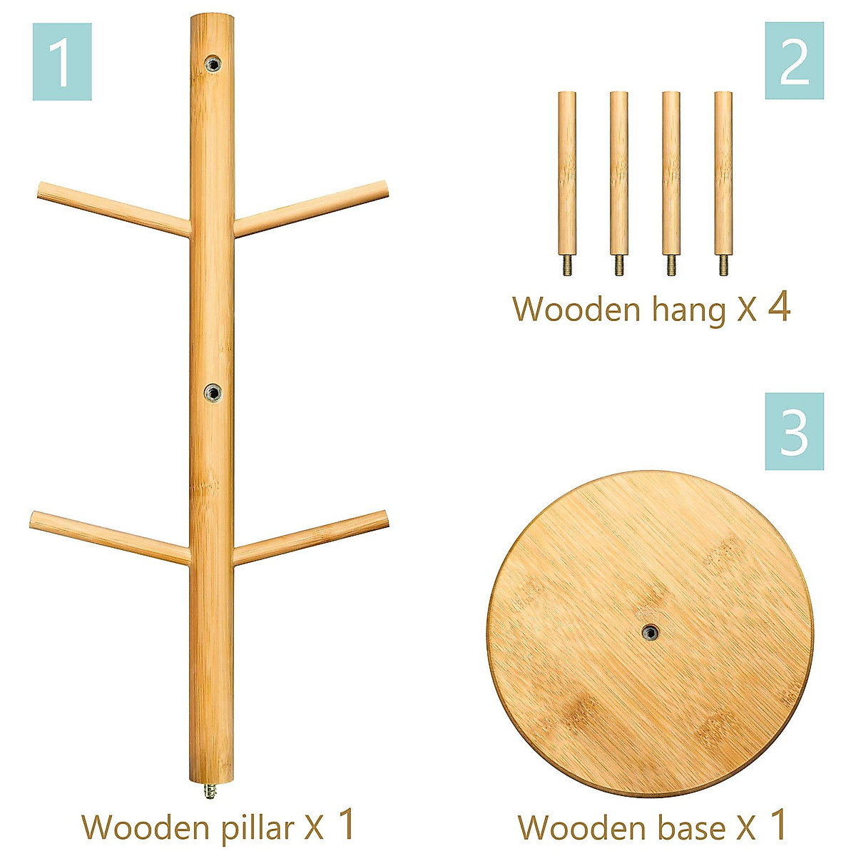 Lorbro Coffee Mug Tree with 8 Hooks, Mug Tree Stand, Bamboo Coffee Cup Holder, Countertop Mug Tree, Mug Stand Kitchen Organizer, Cafe Accessories Decor & Kitchen Organizer Storage Stand