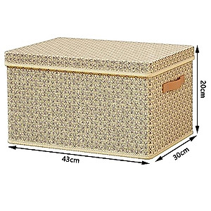 Ochine 1 Pack Clothes Storage, Large Toy Box Chest Storage, Collapsible Storage Containers with Lids, Foldable Blanket Storage Bags, Linen Fabric Foldable Storage Bins Boxes Cube Organizer Baskets