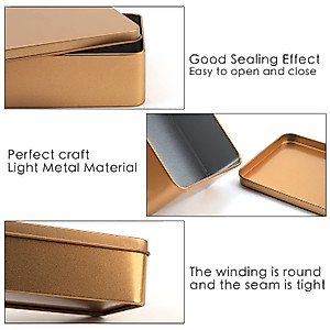 Empty Metal Tins Box,6 Pack Stainless steel Tins Small Tin Boxes with Lids,Gold Metal Containers Stainless steel Tins Cans Storage Container for Treats, Candle, Favors and Crafts (4.7x3.5x1.6 Inches)