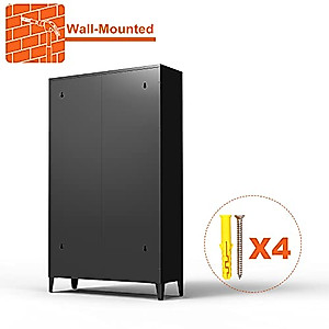 LKTART 3-Drawer All-Steel Shoe Cabinet, Independent Shoe Rack with Flip Door can be Hung and can be Floor Modern Storage Manager Suitable for Entrance Corridor and Bedroom.(Black)