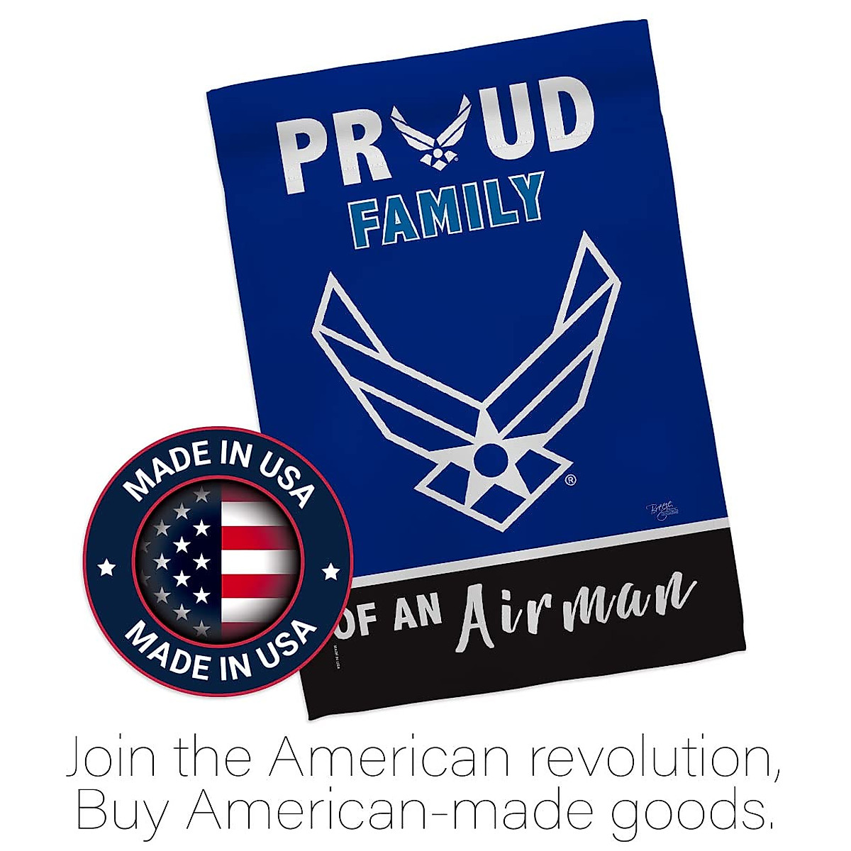 Proud Family Airman Garden Flag - Armed Forces Air Force USAF United State American Military Veteran Retire Official - House Decoration Banner Small Yard Gift Double-Sided Made In USA 13 X 18.5