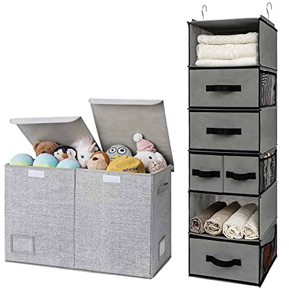 GRANNY SAYS Bundle of 1-Pack Shelf Organizer for Closet & 1-Pack Extra Large Rectangle Storage Bin