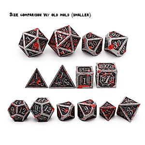 Haxtec Blood Splatter Metal DND Dice Set W/Gift Leather Dice Bag Bloodstained D&D Dice Spider Web Pattern Polyhedral Dice for Dungeons and Dragons TTRPG Games