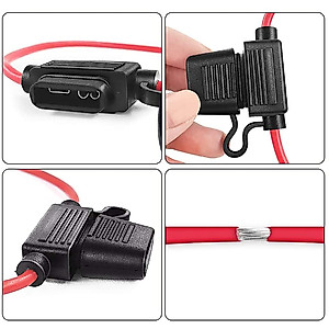 MCIGICM Fuse Holder 10 Gauge, Inline Fuse Holders 10 AWG Waterproof with 40 Amp Fuse, 3 Pack