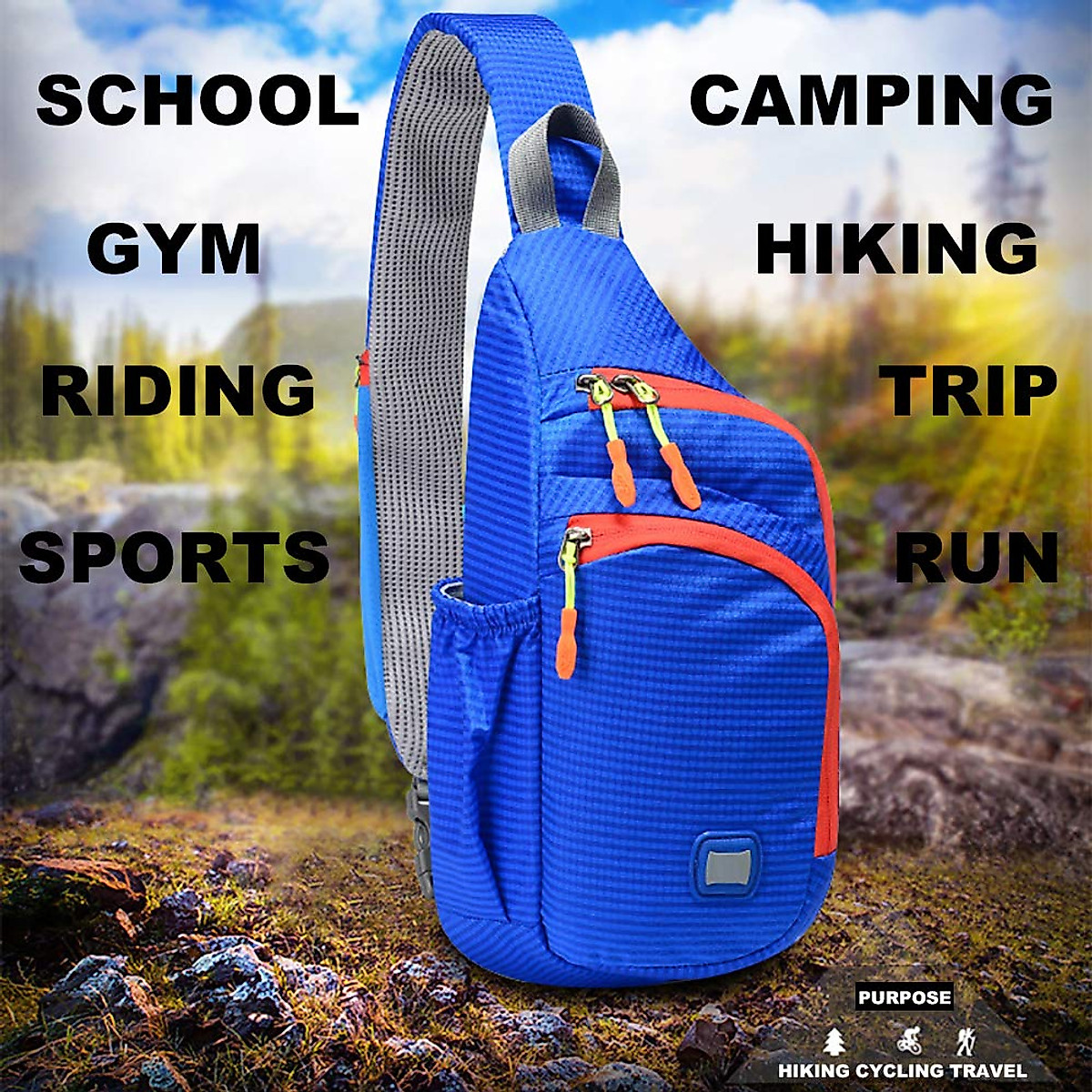 Peicees Small Sling Backpack Waterproof Unisex Shoulder Bag Chest Crossbody Daypack