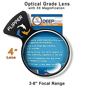 FL!PPER DeepSee Aquarium Magnifier Magnetic Viewer – Fish Tank Magnifying Glass – Magnetic Magnifying Glass Ideal for Photography – Flipper Fish Tank Accessories, 4"
