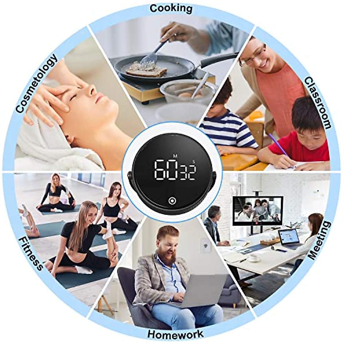 Digital Kitchen Timer for Cooking,Large LED Display Productivity Timer,Magnetic Countdown Timer Clock with 3-Level Volume Adjustable for Seniors,Kids,Teachers,Classroom,Exercise,Fitness