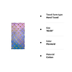 Naanle Chic Magic Colors Mermaid Fish Scales Print Soft Absorbent Large Hand Towels Multipurpose for Bathroom, Hotel, Gym and Spa (16" x 30",Floral)