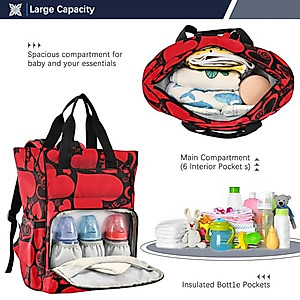 Foiosoh Baby Girl Diaper Bag Multi-functional Waterproof Maternity Nappy Bag for Shopping Traveling Deep Rad Heart Love